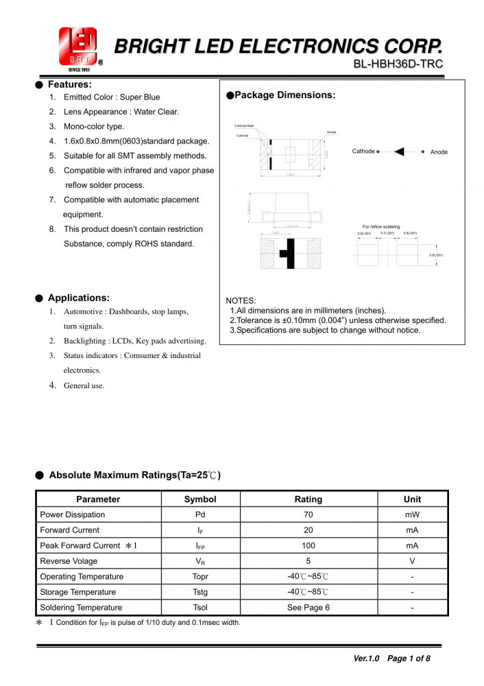 BL-HBH36D-TRC datasheet page 1