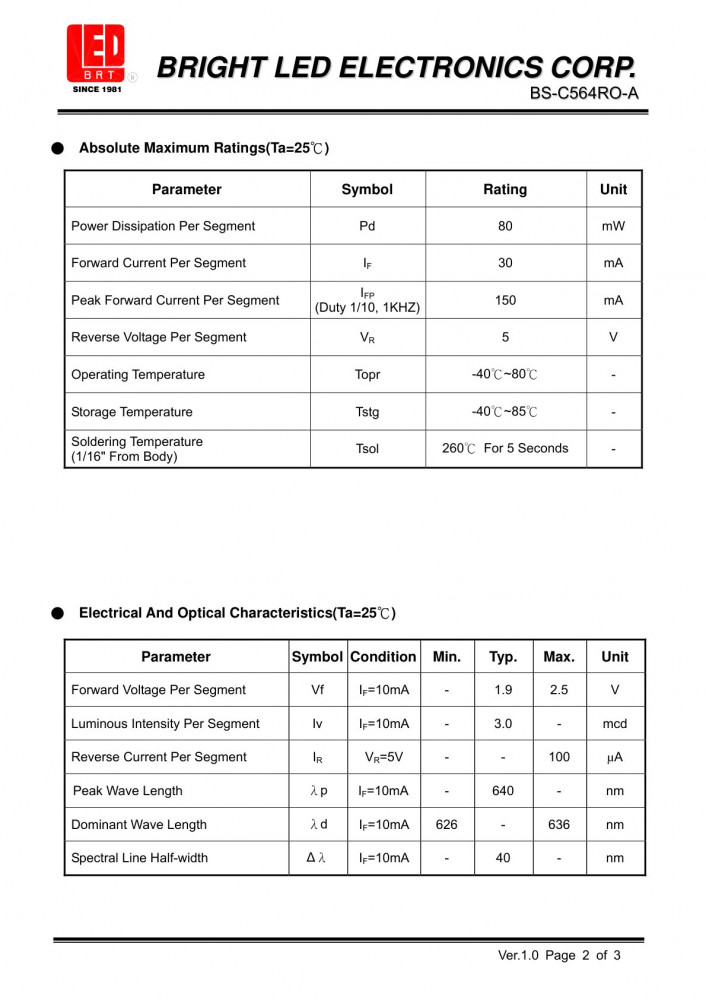 BS-C564RO datasheet page 2
