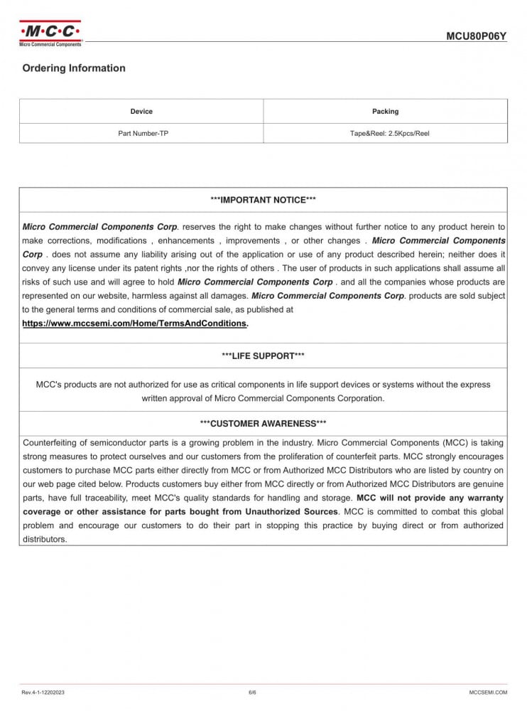 MCU80P06Y-TP datasheet page 6