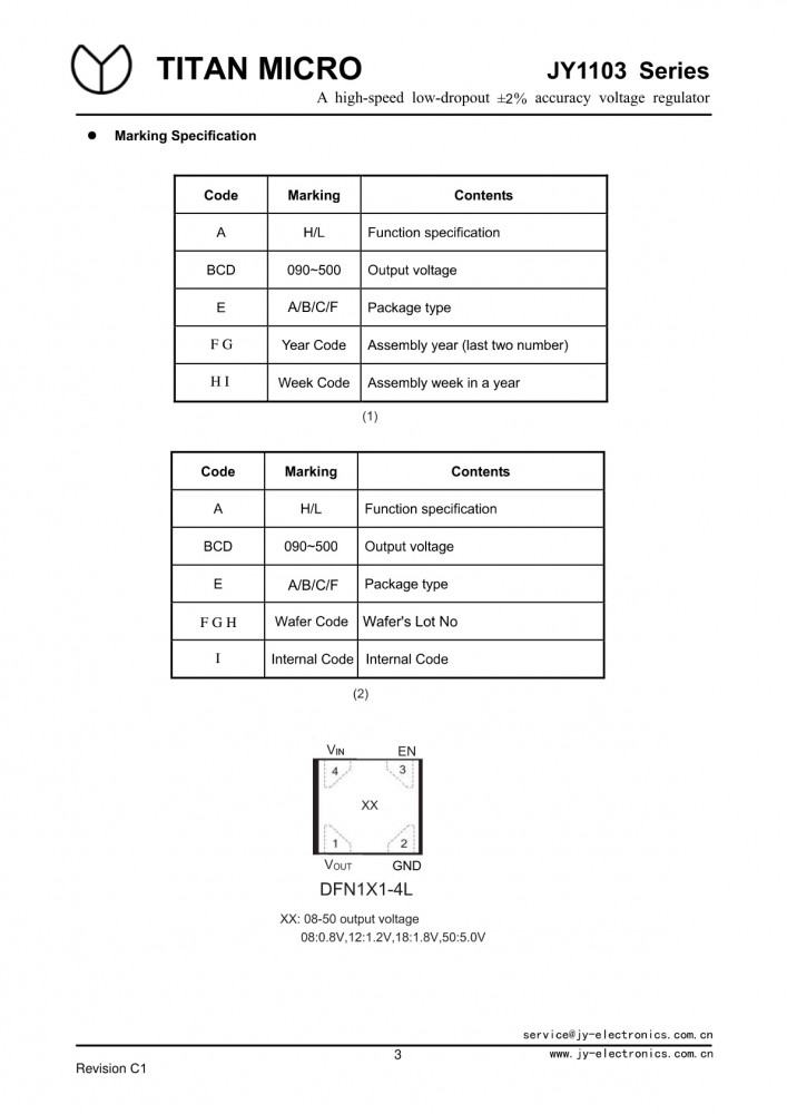 JY1103 datasheet page 3