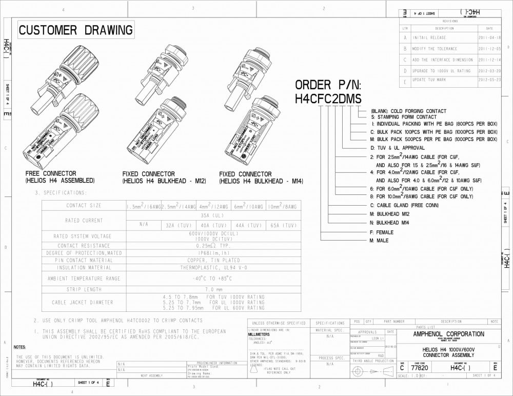 H4CMC2DI customer drawing sheet 1