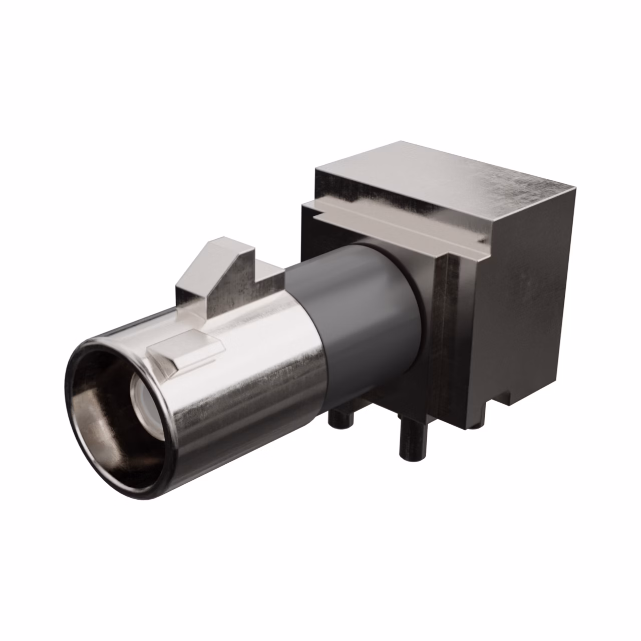 FAKRA Jack, Right-Angle, PCB Receptacle, Through Hole, Die Cast Body, Tin (Sn) Plated,Keying Code F, Tray, 50 Ohms for sale