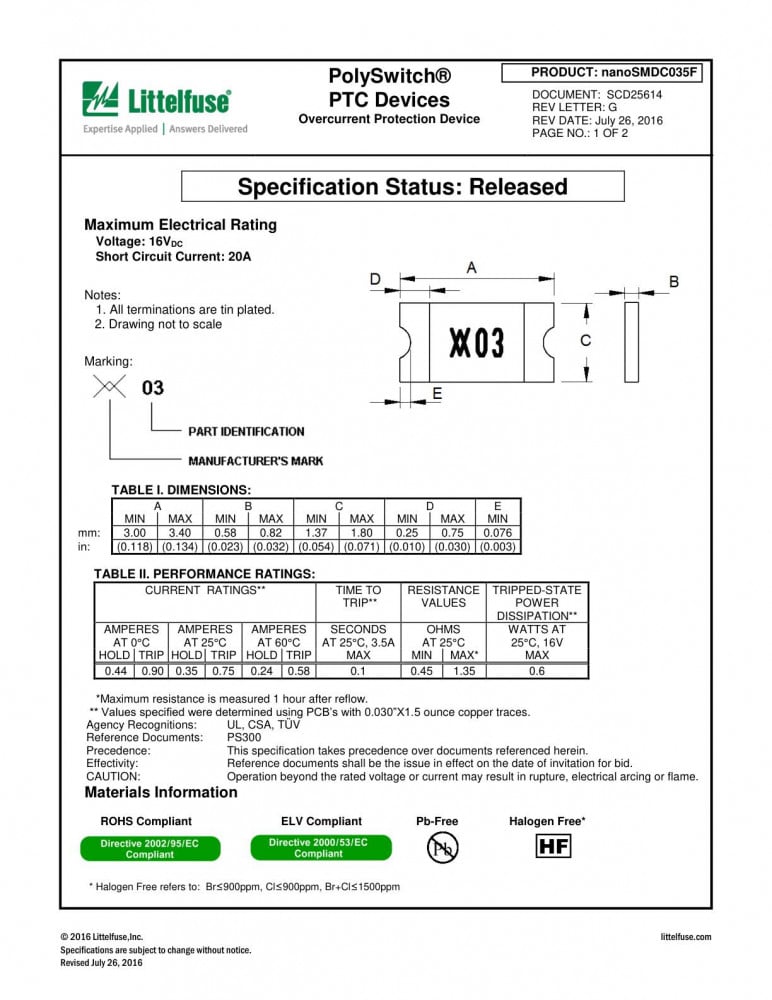 NANOSMDC035F-2 technical document page 1