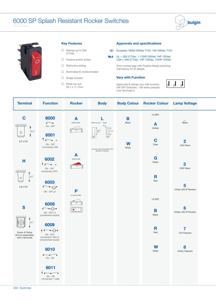 Bulgin C6000 series technical document page 1