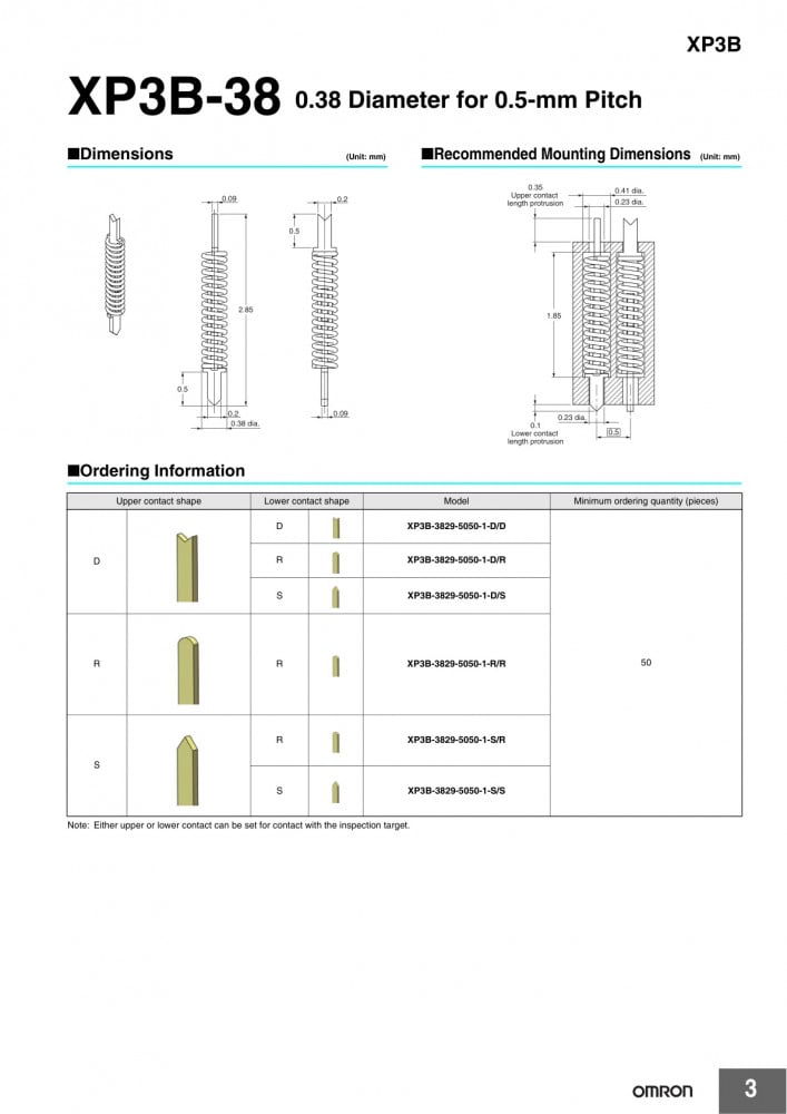 OMRON XP3B datasheet page 3