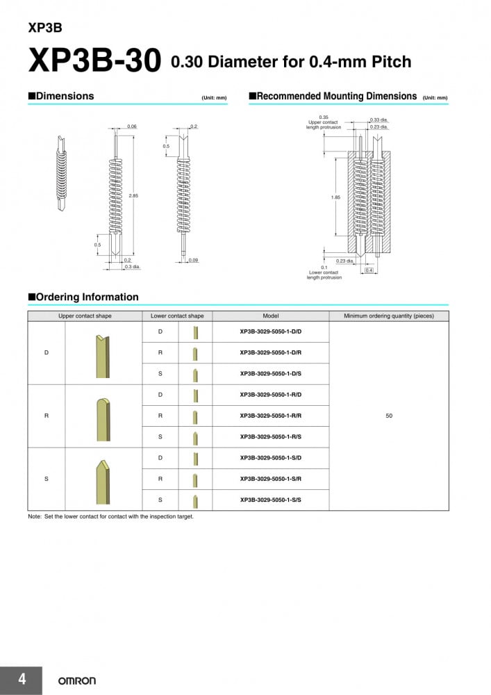 OMRON XP3B datasheet page 4