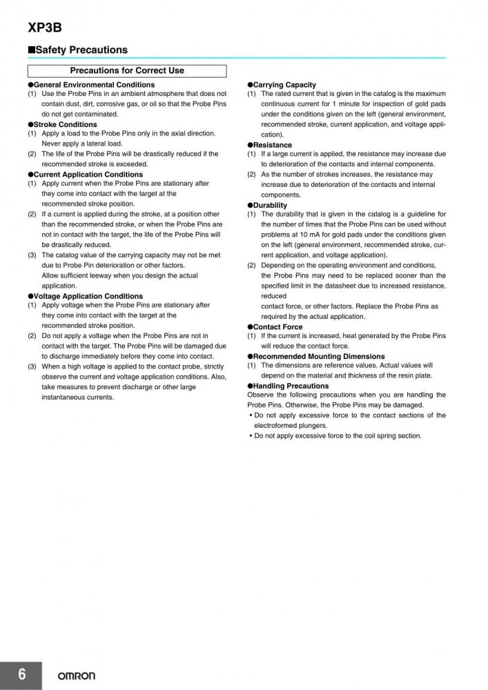 OMRON XP3B datasheet page 6