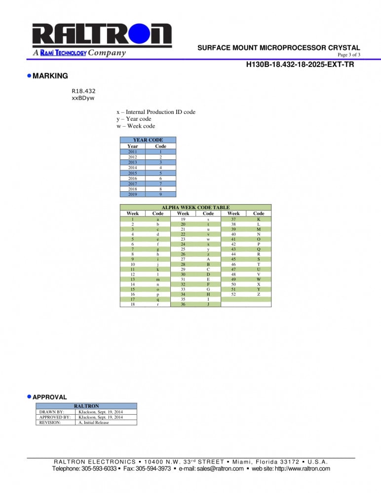 Raltron H130B technical document page 3