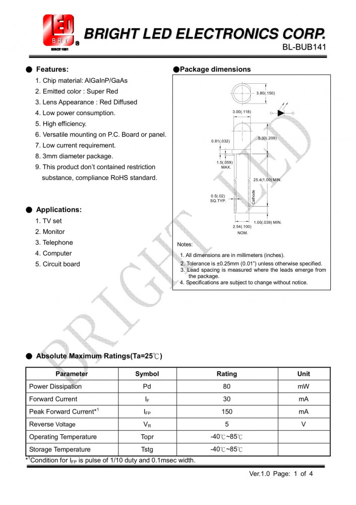 BL-BUB141 datasheet page 1