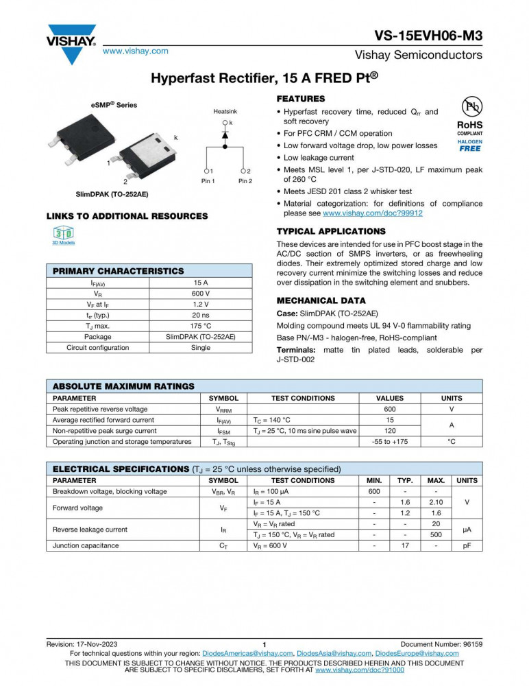 VS-15EVH06-M3/I datasheet page 1