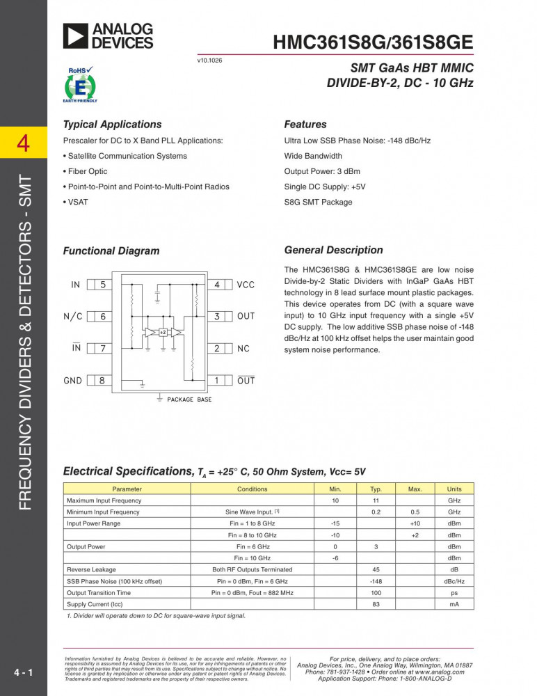 HMC361S8GE datasheet page 1