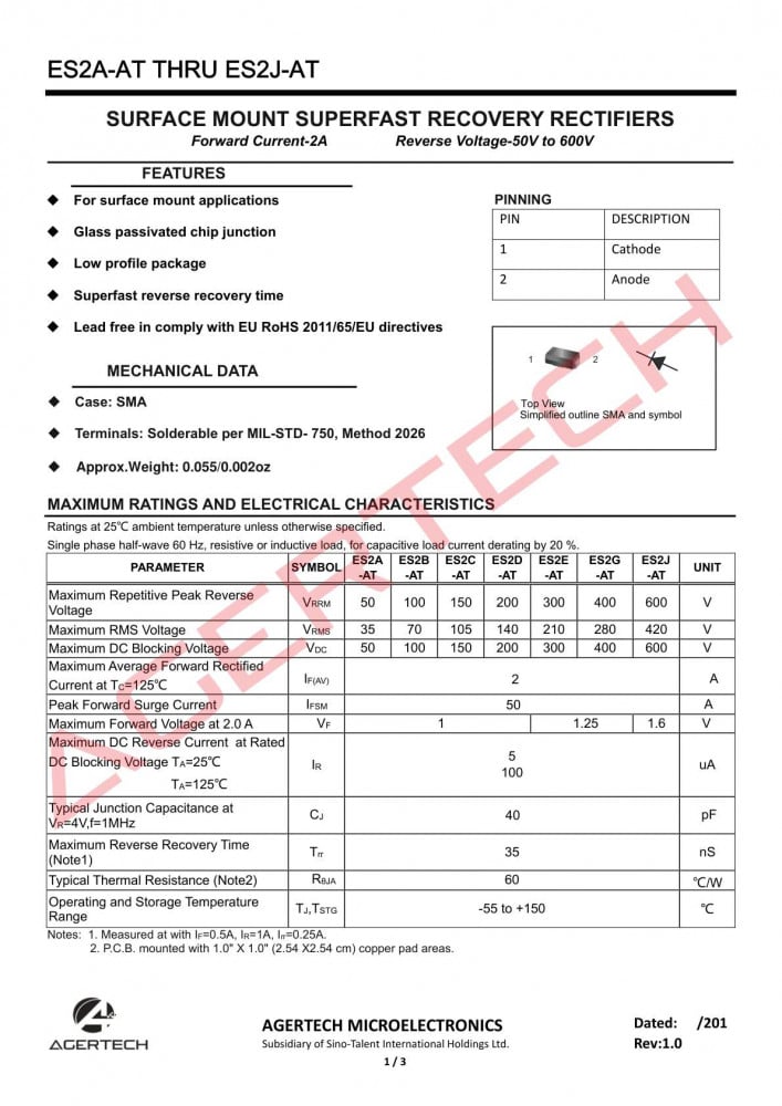 ES2D-AT datasheet page 1