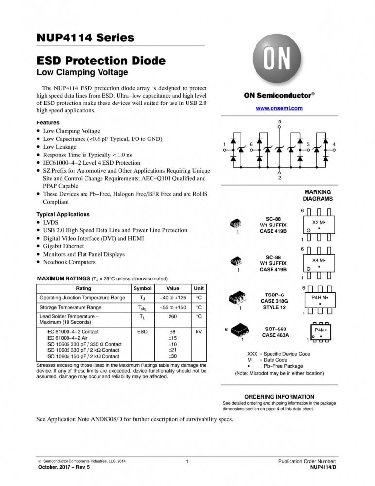 NUP4114 datasheet page 1