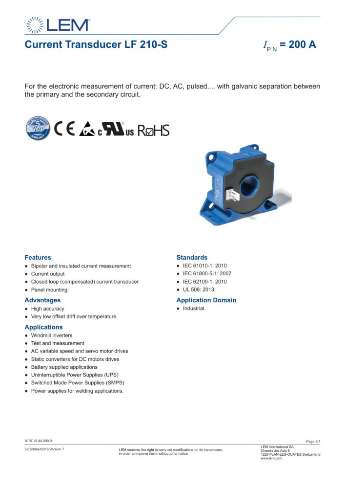 LF210-S datasheet page 1