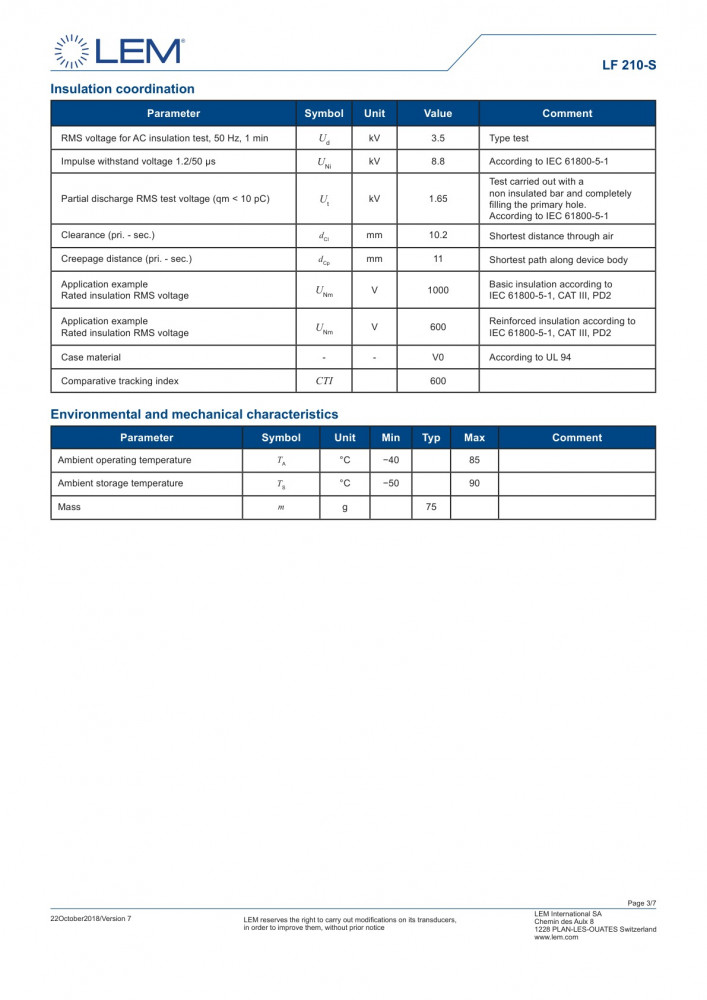 LF210-S datasheet page 3