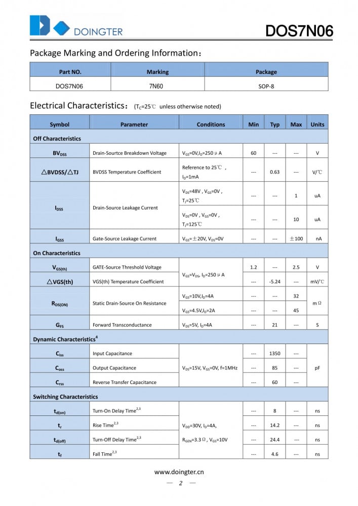 DOS7N06 datasheet page 2
