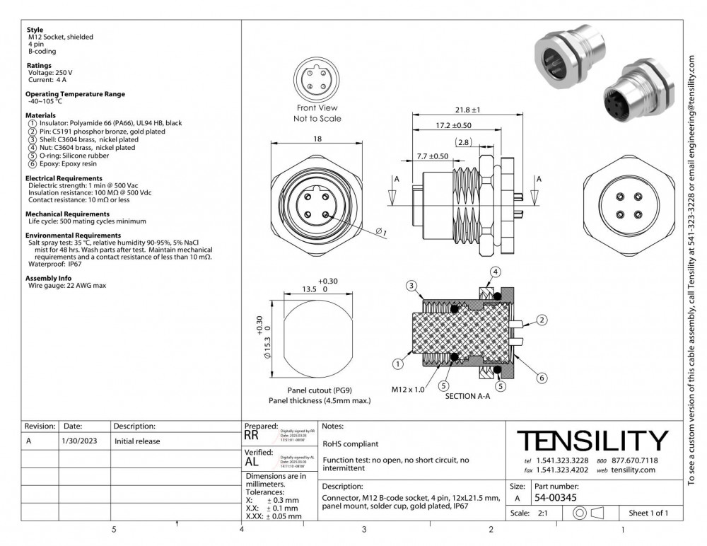 Tensility International 54-00345 product drawing preview