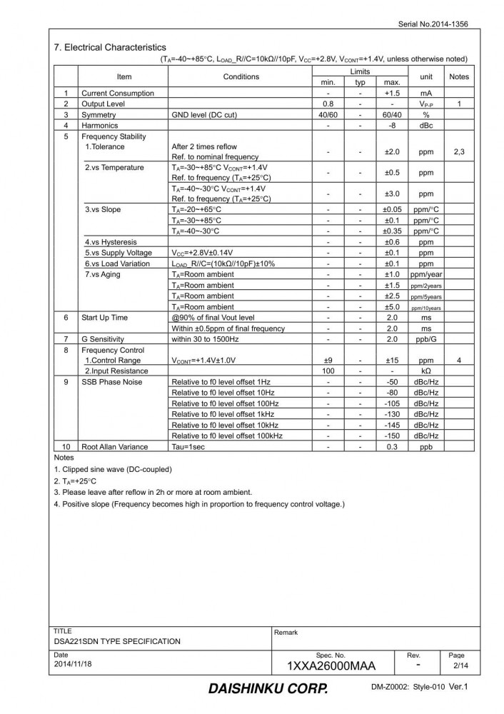 DSA221SDN specification page 3