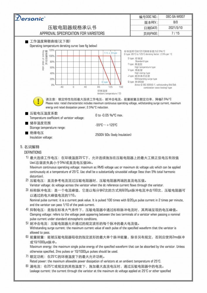 Dersonic approval specification page 8