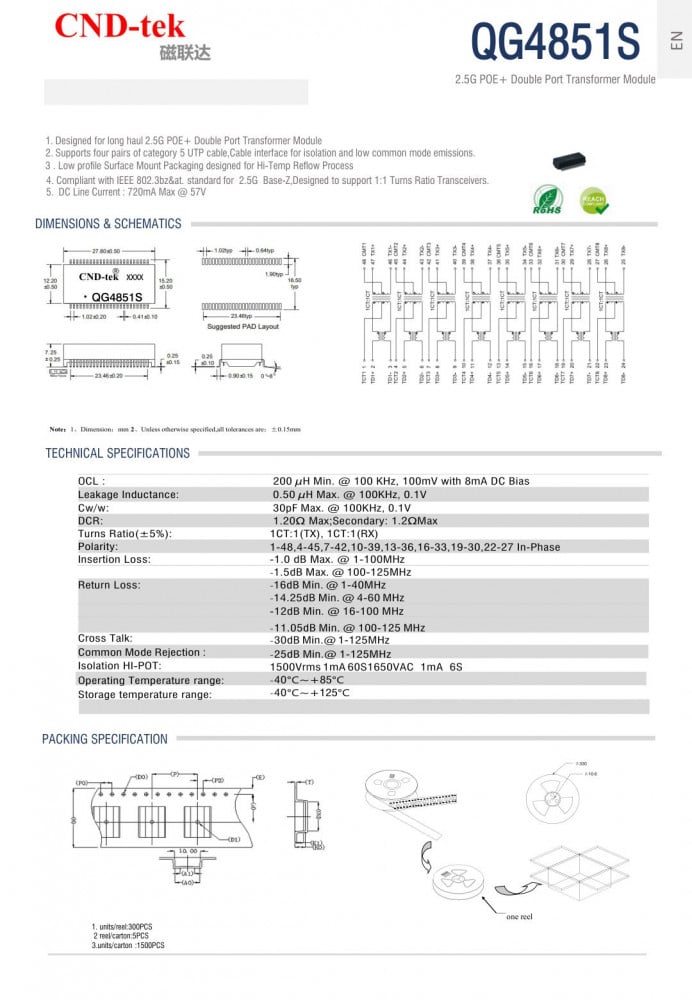 QG4851S technical datasheet page