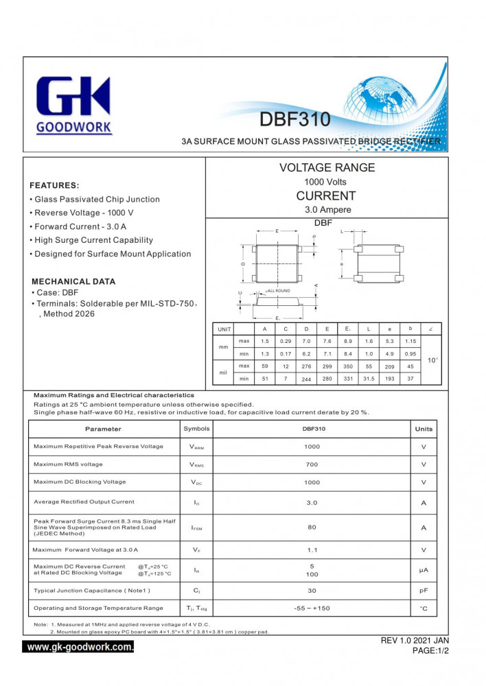 GOODWORK DBF310 datasheet page 1