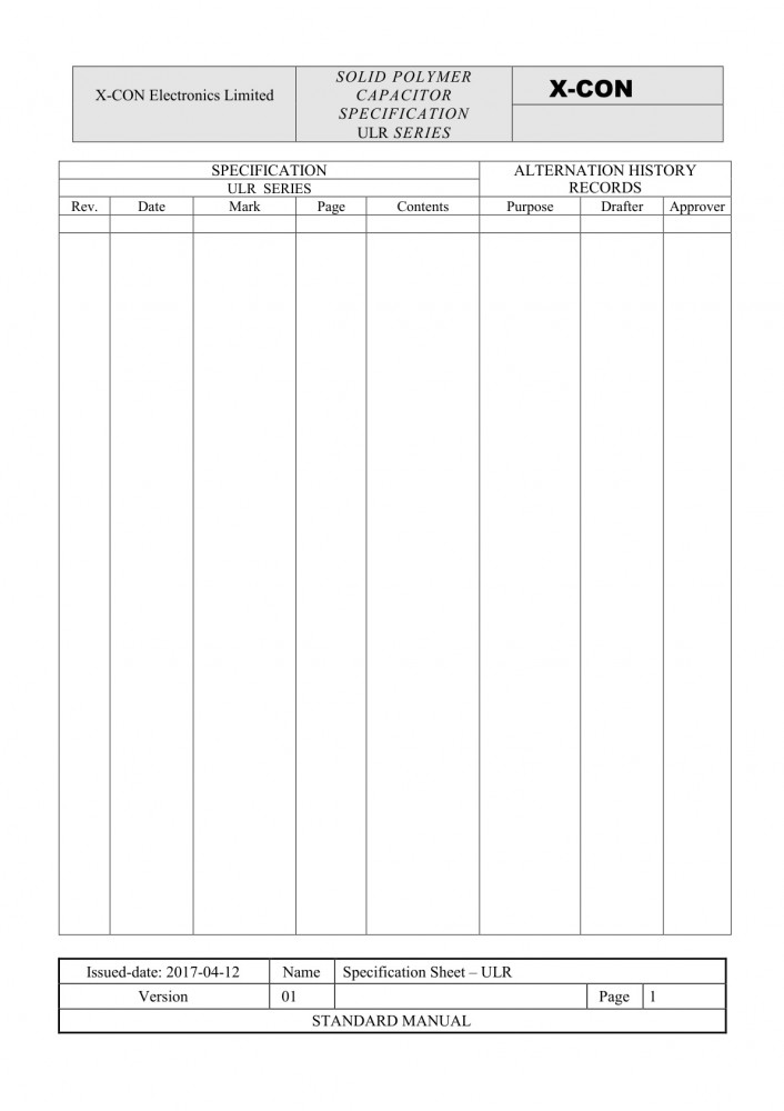 ULR series specification, page 2