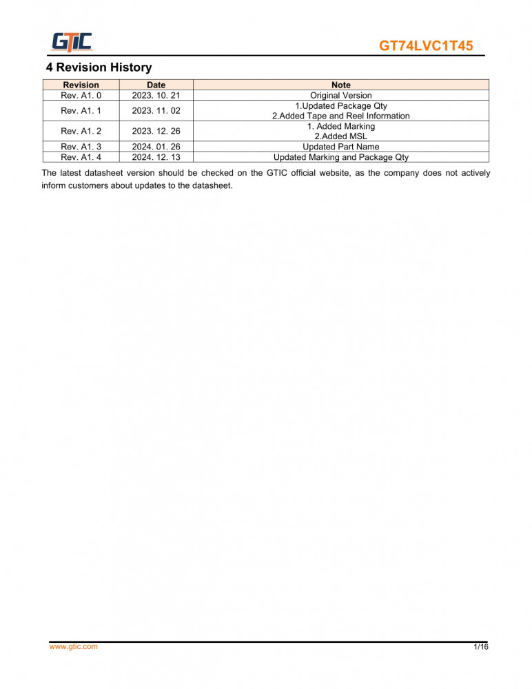 GT74LVC1T45S6 datasheet page 2