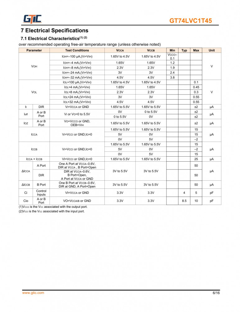 GT74LVC1T45S6 datasheet page 7