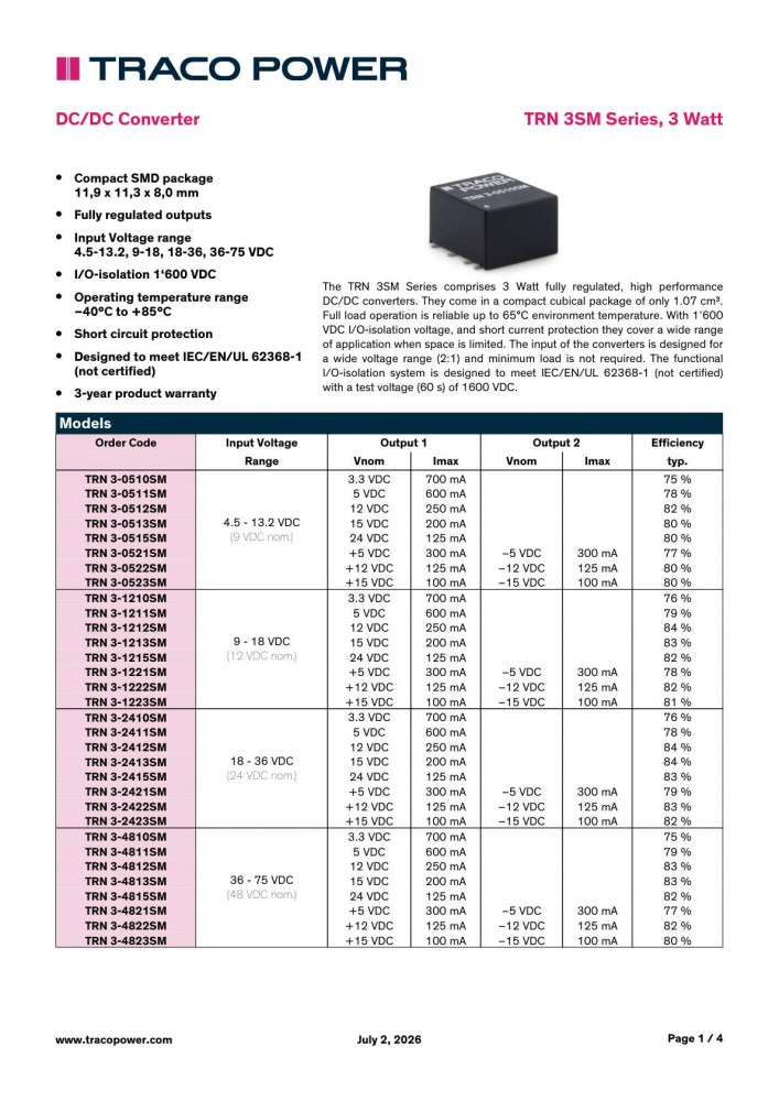 TRN 3SM technical document page 1