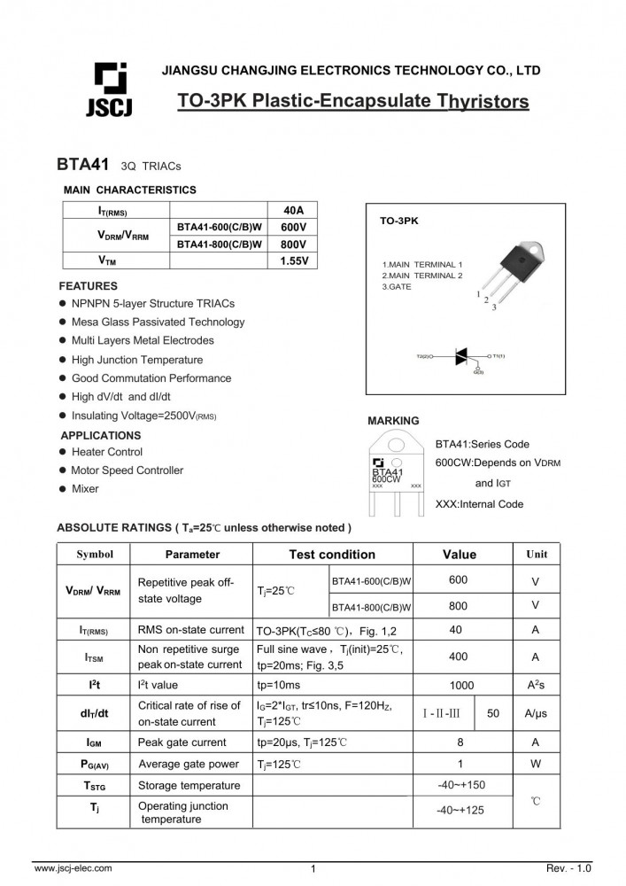 BTA41-800BW datasheet page 1