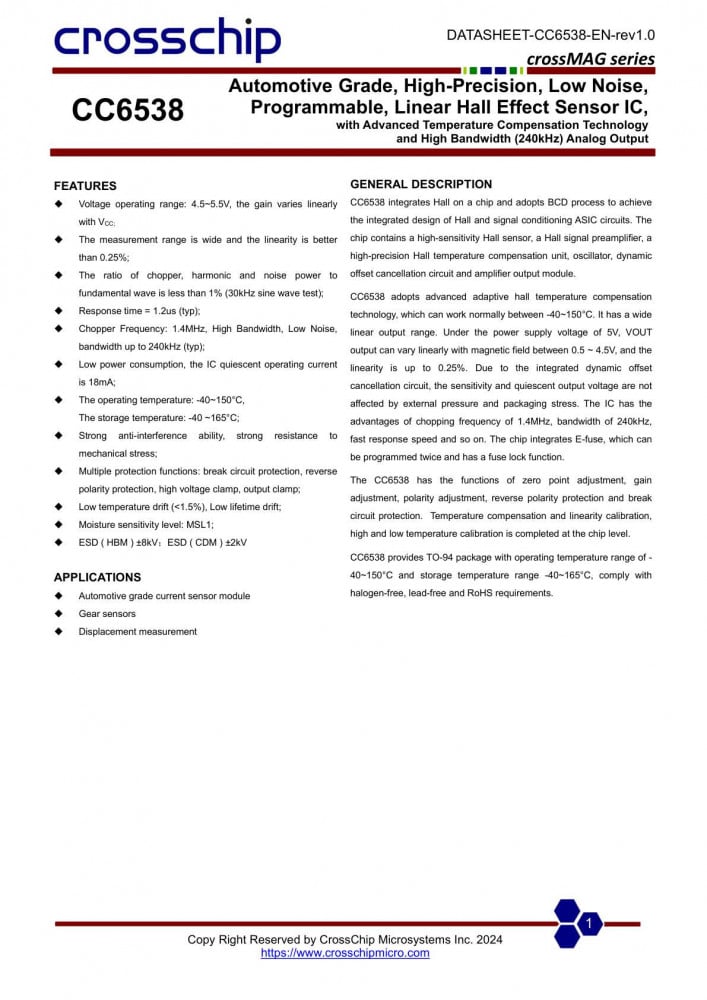 CC6538 datasheet page 1