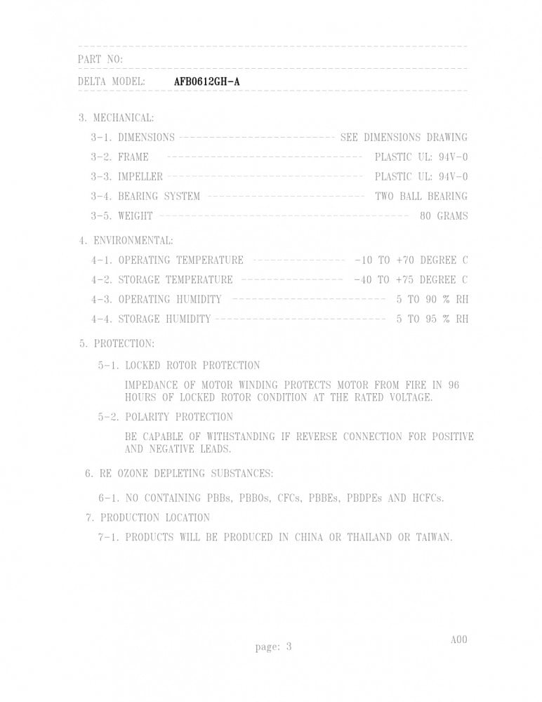 AFB0612GH-A specification page 3