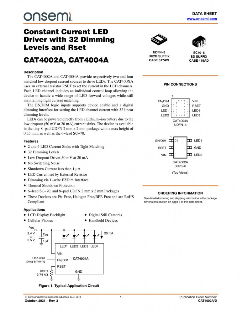 CAT4004A technical document page 1