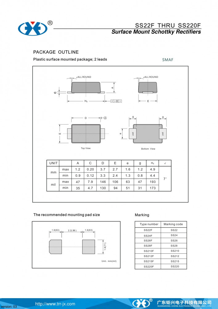 JUXING SS220F datasheet page 3
