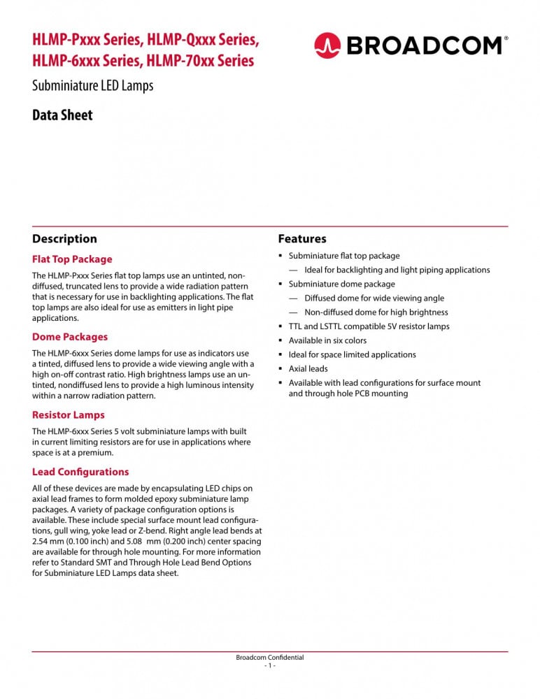 HLMP datasheet page 1