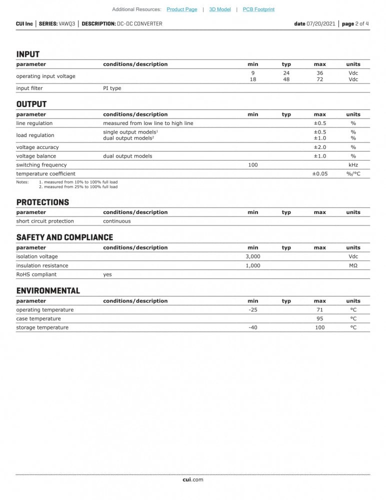 CUI VAWQ3 series datasheet page 2
