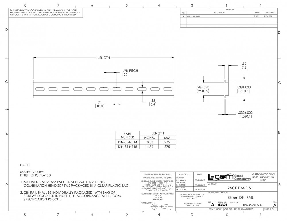 L-com DIN-35-NB18 technical drawing preview