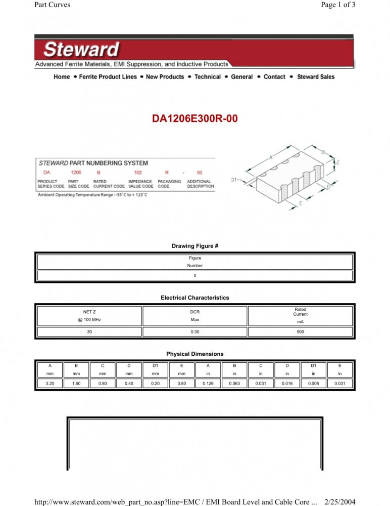 DA1206E300R-00 technical document page 1