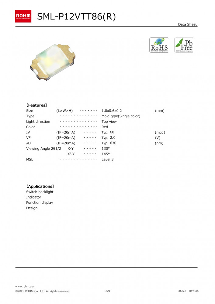 SML-P12VTT86RQ technical document page 1