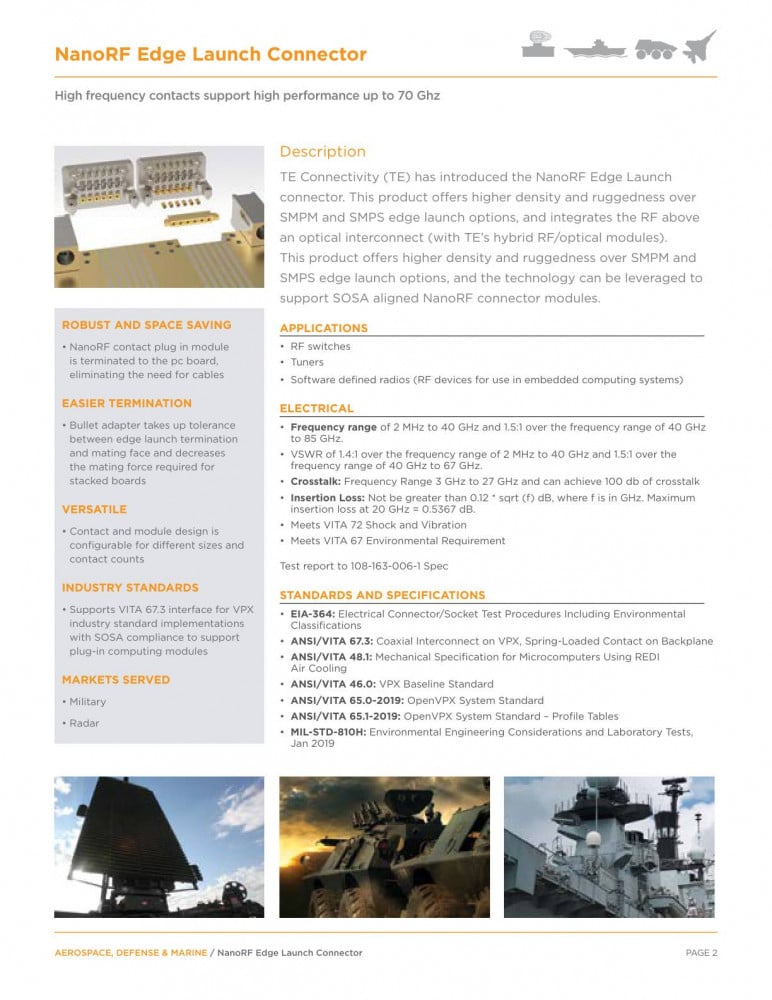 TE Connectivity NanoRF Edge Launch technical document page 2