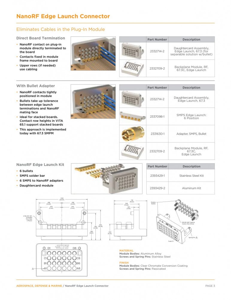 TE Connectivity NanoRF Edge Launch technical document page 3