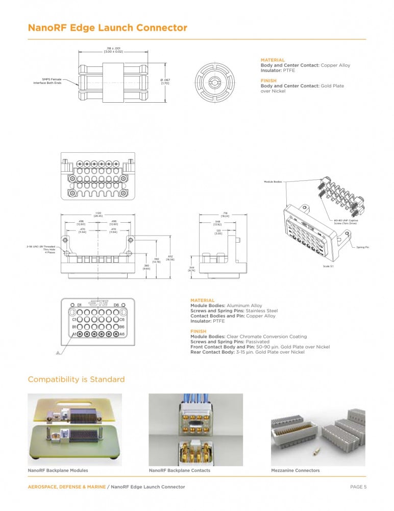 TE Connectivity NanoRF Edge Launch technical document page 5