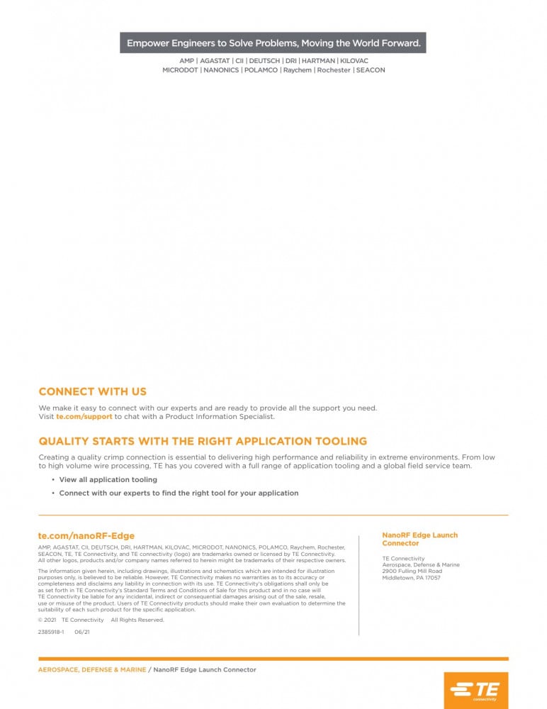 TE Connectivity NanoRF Edge Launch technical document page 6