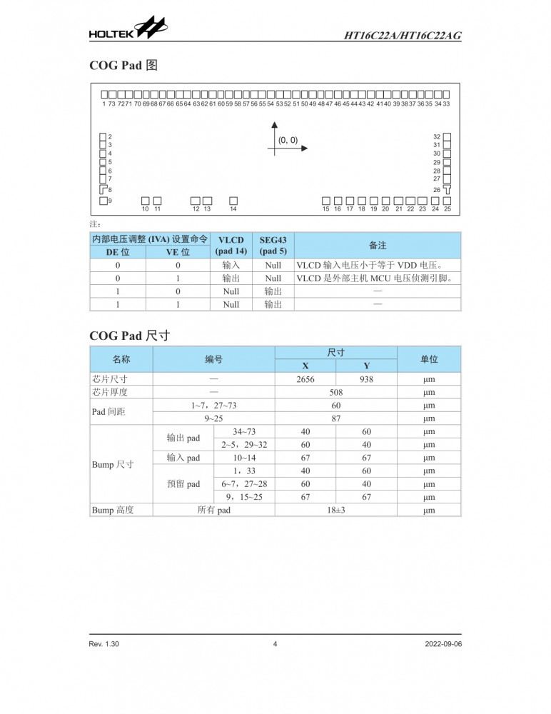 HT16C22A datasheet page 4