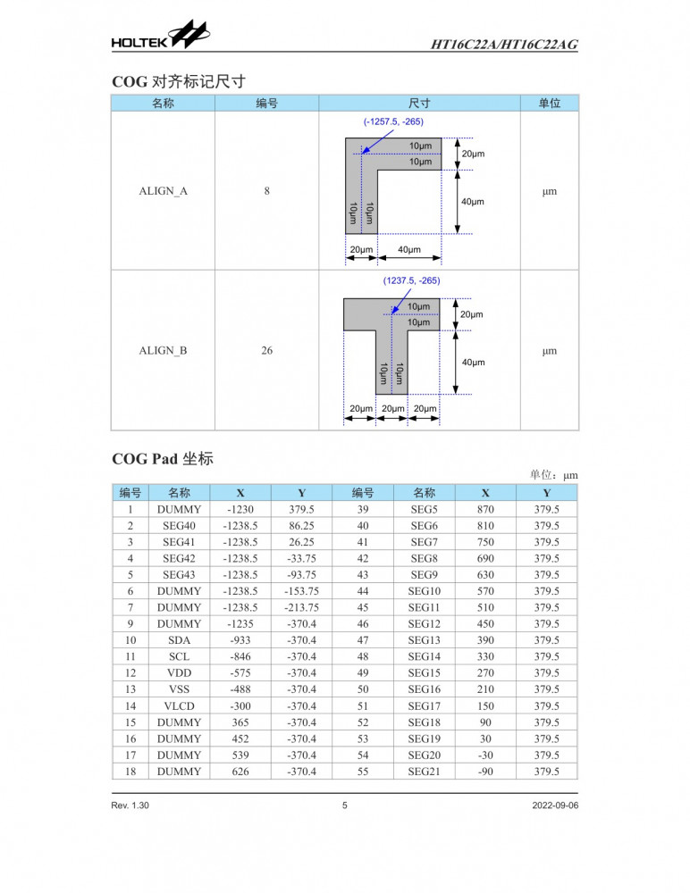 HT16C22A datasheet page 5