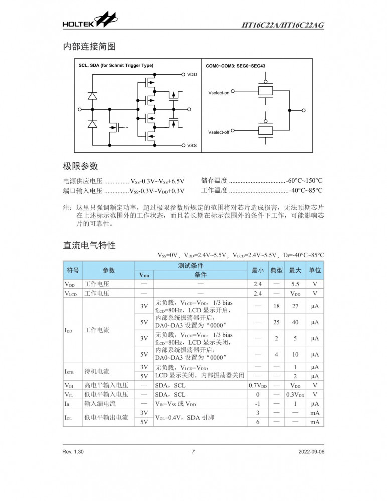 HT16C22A datasheet page 7