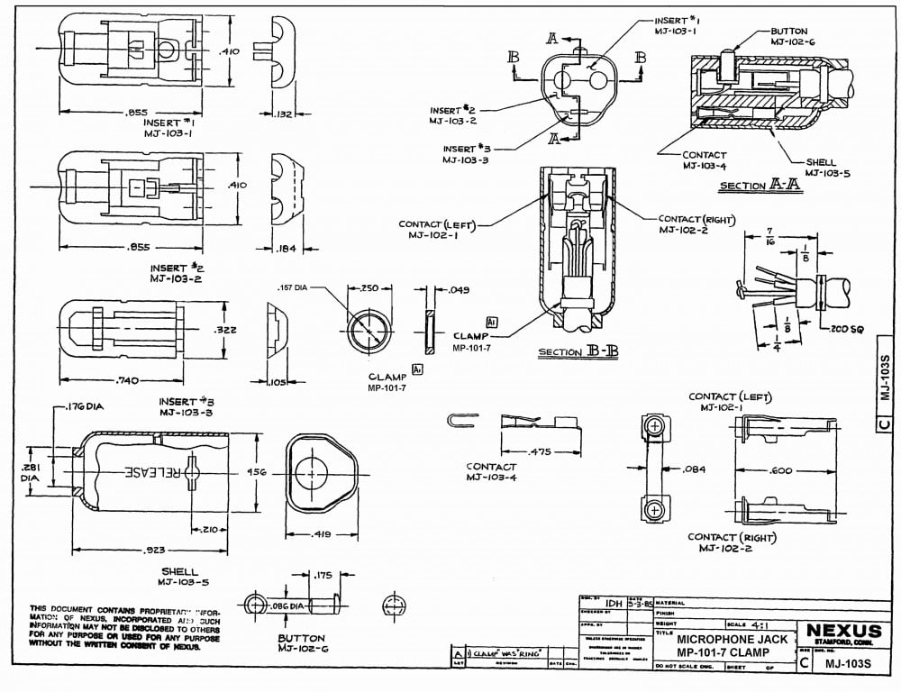 Amphenol MJ-103S technical document page