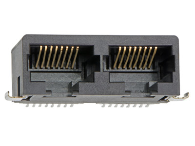 Modular Jack, Right-Angle, LCP, Surface Mount, 6/6, 2 Ports, 1.27µm Gold  Plating