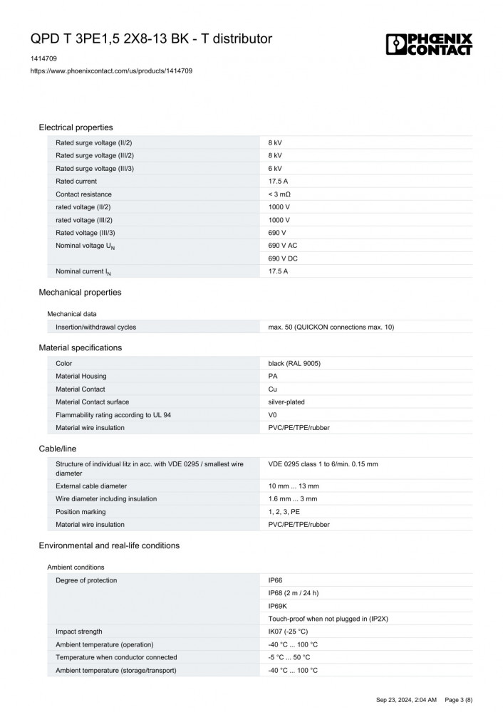 Phoenix Contact 1414709 technical document page 3