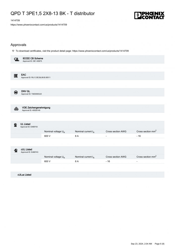 Phoenix Contact 1414709 technical document page 6